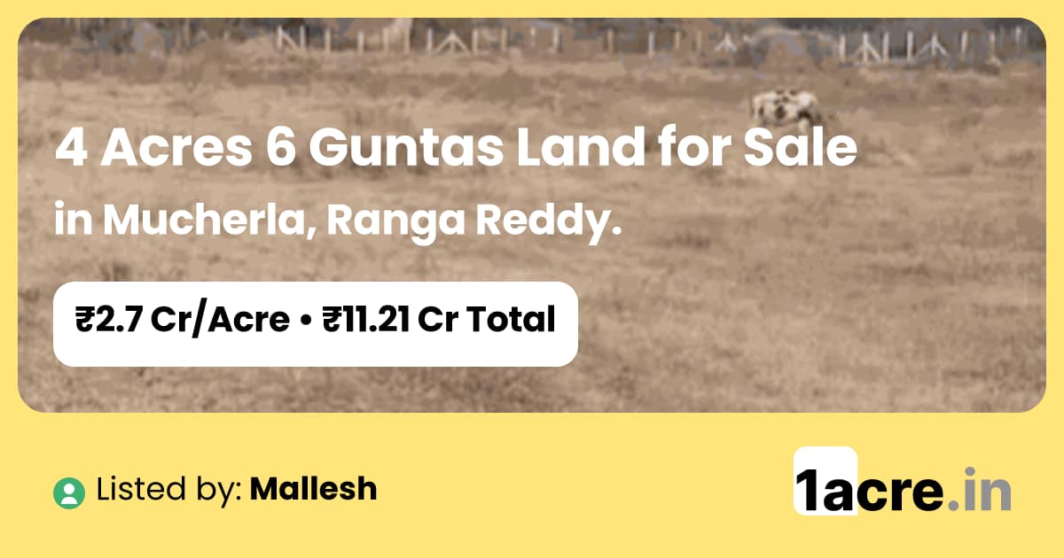 4 Acres 6 Guntas Land for Sale in Mucherla, Ranga Reddy | 1acre.in