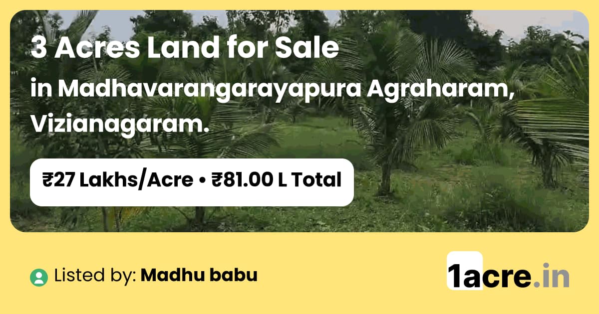 3 Acres Land for Sale in Madhavarangarayapura Agraharam, Vizianagaram ...
